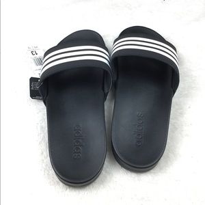 adidas | Shoes | Adidas Adilette Comfort Black White Slides | Poshmark